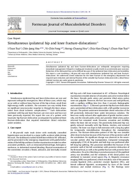 Pdf Ipsilateral Hip And Knee Fracture Dislocation Case