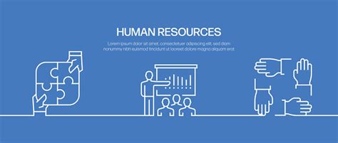 인적 자원 벡터 배너 디자인 개념입니다 웹 사이트 프리젠 테이션 등에 대한 개요 선 아이콘 벡터 일러스트 템플릿 인적 자원에 대한 스톡 벡터 아트 및 기타 이미지 Istock