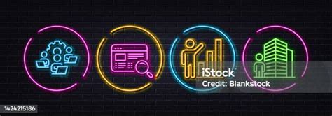 그래프 차트 웹 사이트 검색 및 팀워크 최소 선 아이콘 웹 응용 프로그램의 경우 인쇄 네온 레이저 3d 조명 벡터 건축에 대한 스톡 벡터 아트 및 기타 이미지 Istock