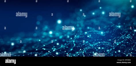 Abstract Blue Futuristic Background Network Connection Structure And Low Poly Shape Wireframe
