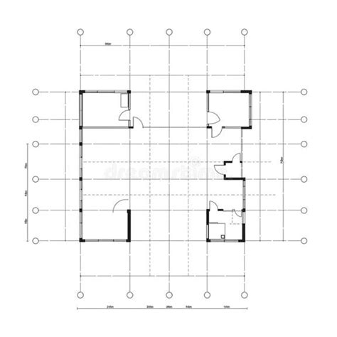Architectural Floor Plan Featuring A Grid Layout With Labeled Columns And Stock Illustration