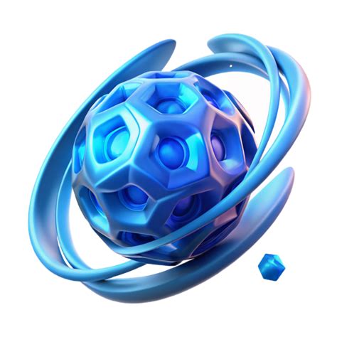 Abstract 3d Render Blue Geometric Sphere With Orbiting Rings 55917110 Png