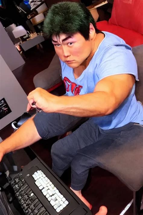 Ryu From Street Fighter Playing Video Games Stable Diffusion