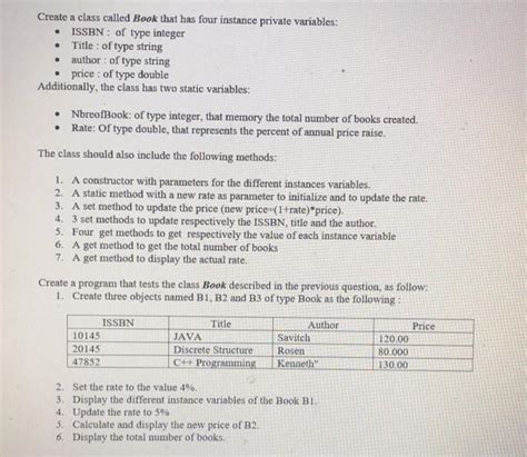 Solved Create A Class Called Book That Has Four Instance