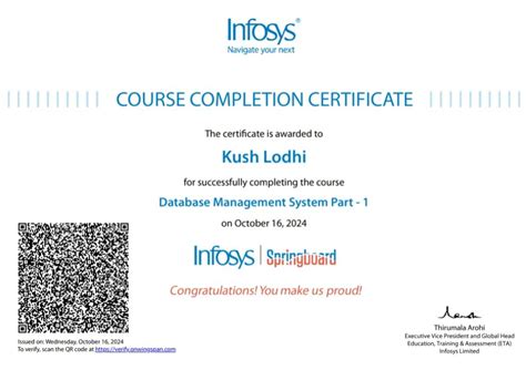 Kush Lodhi On Linkedin Infosys Springboard Databasemanagement Skilldevelopment