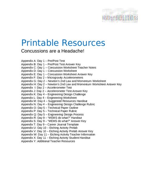 Concussion Worksheet Answer Key Doc Template PdfFiller