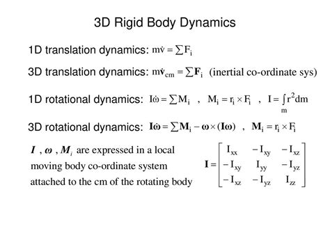 3d Rigid Body Dynamics 1d Translation Dynamics Ppt Download