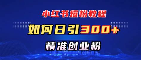 小红书爆粉教程，如何日引300创业粉，快速实现精准变现！ 资源之家