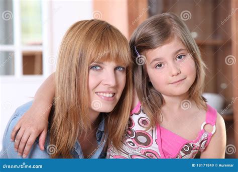 Woman And A Girl Hugging Stock Image Image Of Mother 18171849