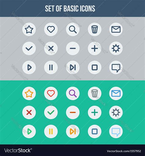 Flat Ui Design Elements Set Of Basic Web Icons Vector Image