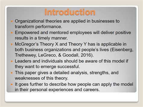 mcgregor s theory x and theory y 1155 words presentation example