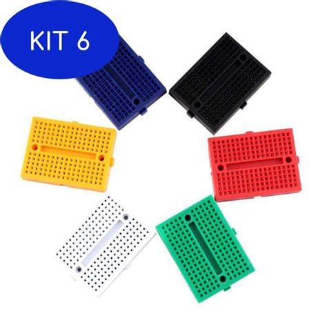 Kit 6 Mini Protoboard Com 170 Pontos Projetos Pic Arduino 5 Cores No Shoptime