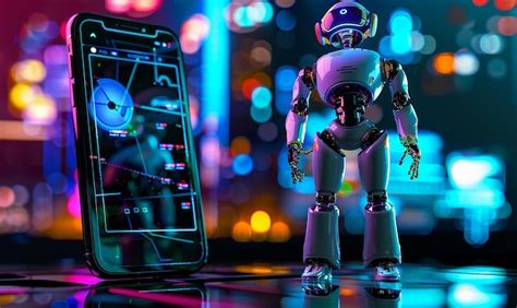 Virtual Assistant Robot On Mobile Screen Premium Ai Generated Image
