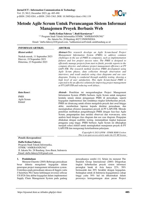 Pdf Metode Agile Scrum Untuk Perancangan Sistem Informasi Manajemen Proyek Berbasis Web