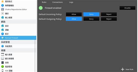 Chakra Linux 防火牆設定教學