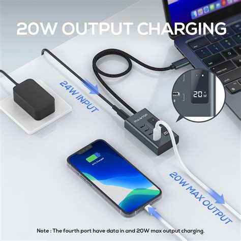 Pulwtop Usb C Hub For Laptops 4 In 1 10gbps Usb C Supports Data And C