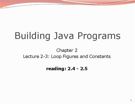 Building Java Programs Chapter 2 Lecture 2 3