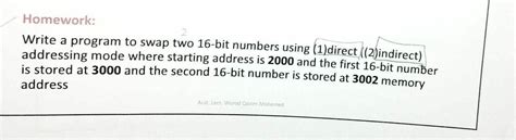 solved homework write a program to swap two 16 bit numbers