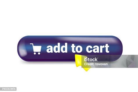 커서 화살표가 있는 장바구니에 추가 버튼 흰색 배경에 고립 된 3d 벡터 일러스트 레이 션 3차원 형태에 대한 스톡 벡터 아트 및 기타 이미지 Istock