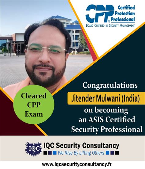 Congratulations Jitender Mulwani For Clearing The Cpp Exam By Asis