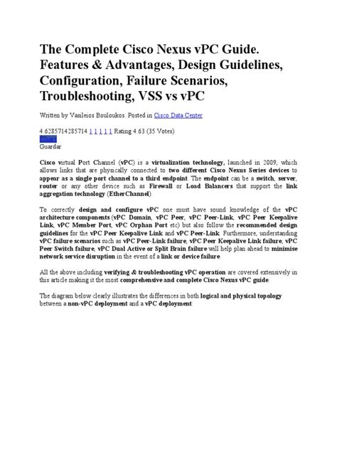 The Complete Cisco Nexus Vpc Guide Features And Advantages Design Guidelines Configuration