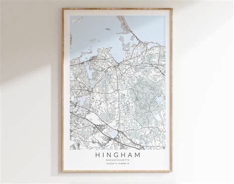 Hingham Massachusetts Map Print Hingham Map Poster South Shore