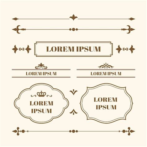 붓글씨 장식 요소 컬렉션 무료 벡터