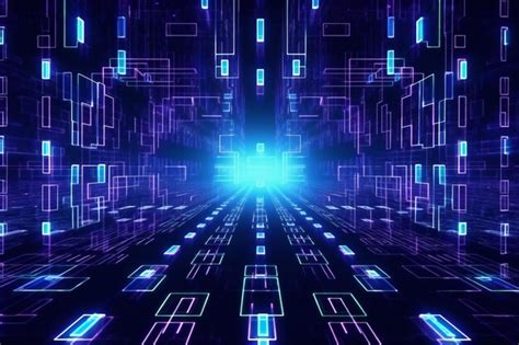 블루 데이터 매트릭스 시레이션 디지털 라인 및 그리드 기술과 미래 Hud 배경 프리미엄 사진