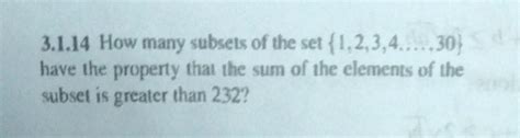 solved 3 1 14 how many subsets of the set {1 2 3 4 … 30}