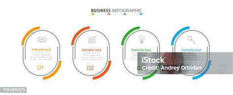 4가지 옵션 단계 또는 프로세스가 있는 비즈니스 인포그래픽 디자인 템플릿 개념에 대한 스톡 벡터 아트 및 기타 이미지 개념
