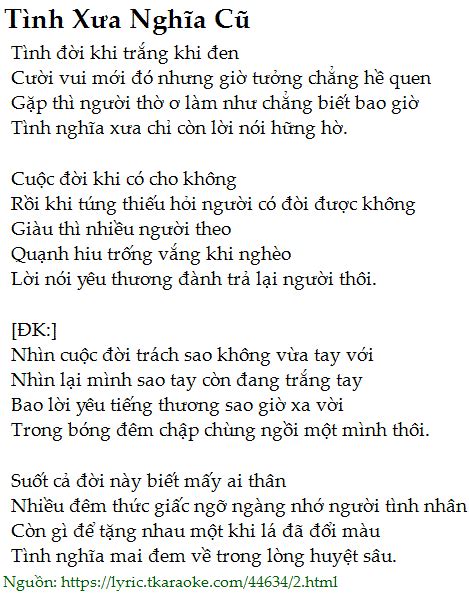Tình Xưa Nghĩa Cũ Có Nhạc Nghe