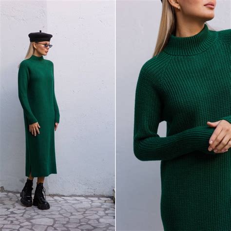 Green Sweater Dress Etsy