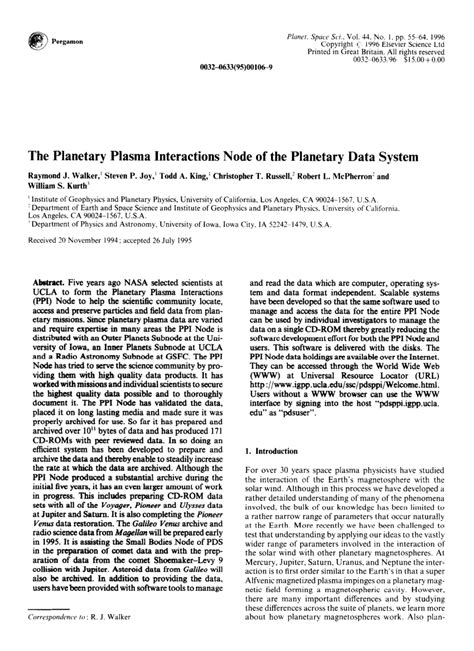Pdf The Planetary Plasma Interactions Node Of The Planetary Data System