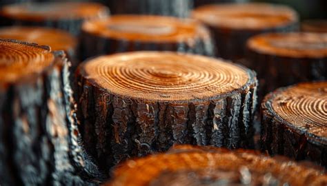 A Close Up Of A Pile Of Logs With The Center Log Being The Largest