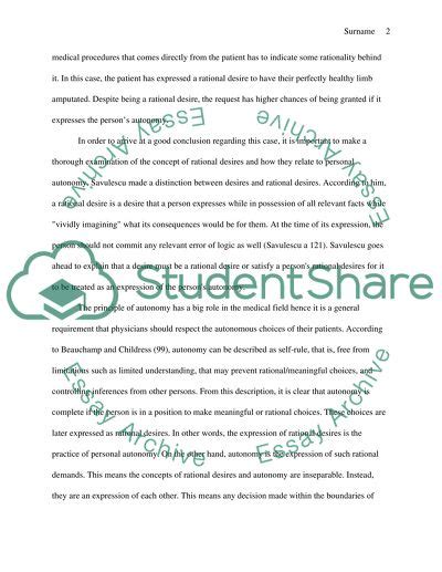 Medical Ethics Of Amputations Essay Example Topics And Well Written