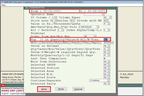 How To View Month Wise Top Sold Item Report In Marg Software
