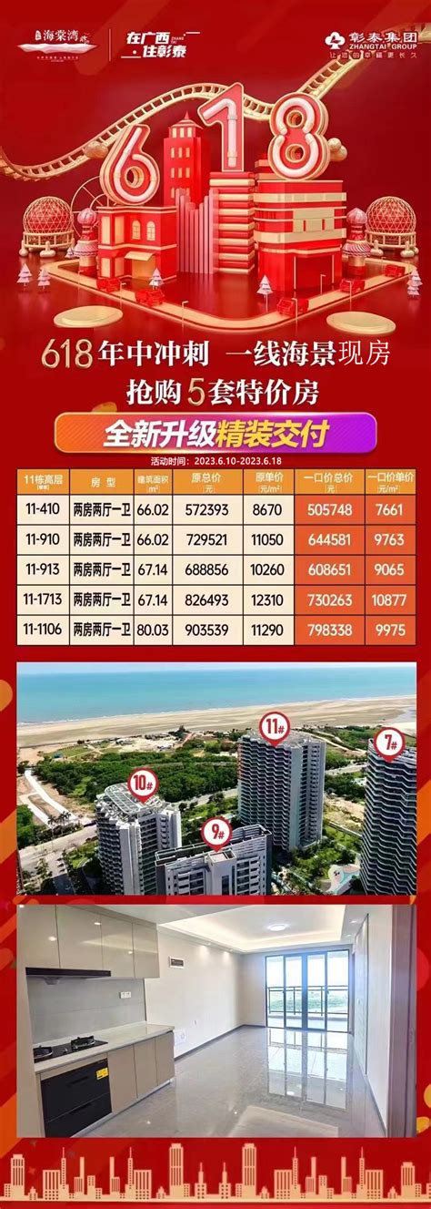 北海 彰泰海棠湾618年中冲刺，抢购5套海景现房，全新升级精装交付 海南房产资讯