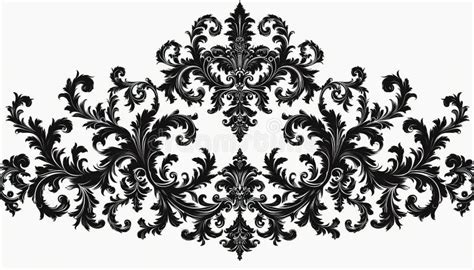 Rococo Floral Scroll Border Silhouette Ornament Stock Illustration