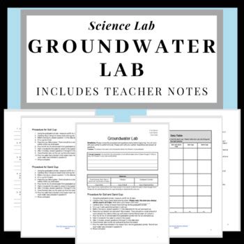 Groundwater Lab Report With Teacher Notes By That Red Haired Science Teacher