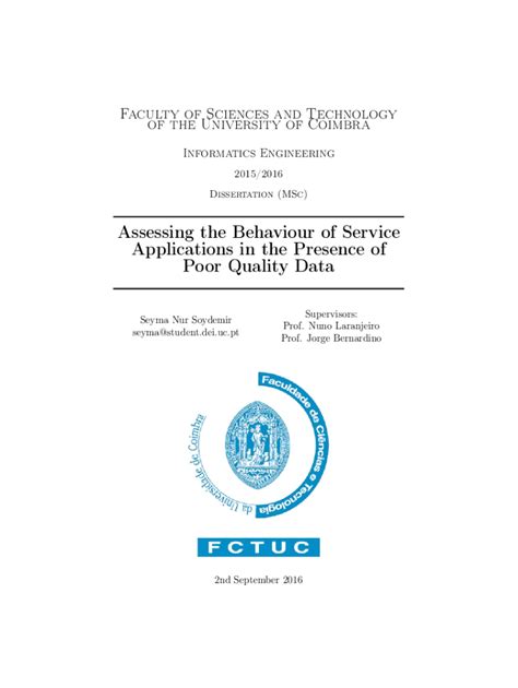 Fillable Online Assessing The Behaviour Of Service Applications In The