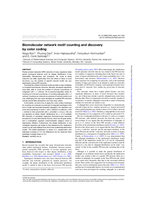 Pdf Biomolecular Network Motif Counting And Discovery By Color Coding