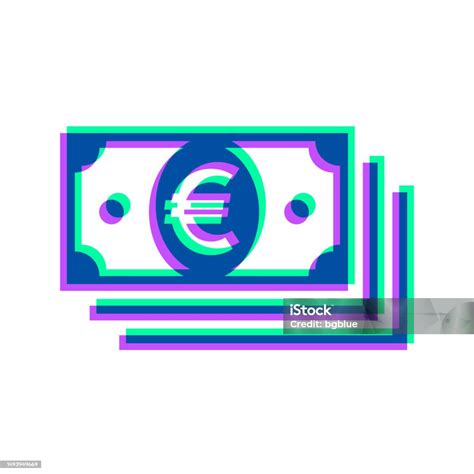 유로 지폐 흰색 배경에 두 가지 색상이 오버레이된 아이콘 3차원 형태에 대한 스톡 벡터 아트 및 기타 이미지 3차원 형태 개념 경제 Istock