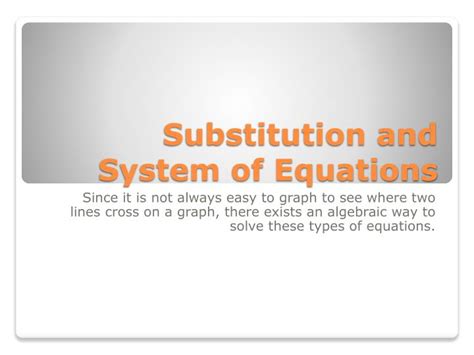 PPT Substitution And System Of Equations PowerPoint Presentation Free Download ID