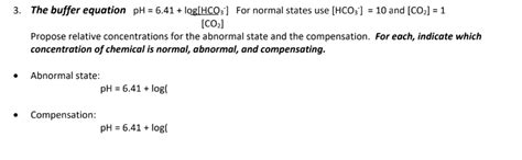 Solved Metabolic Acidosis The Buffer Equation