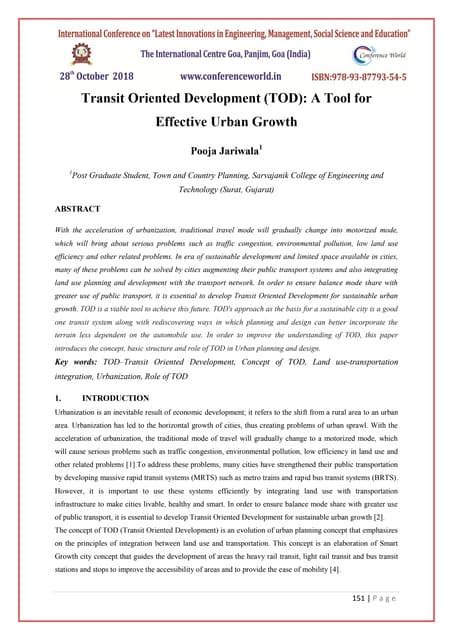 Transit Oriented Development Tod Human Settlement Planning Architecture Pdf