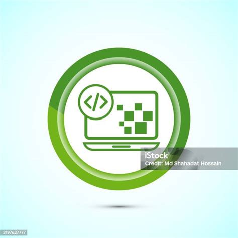 코딩 아이콘 디자인 일러스트 웹 개발 아이콘 그린 컬러 버튼 디자인 가상현실에 대한 스톡 벡터 아트 및 기타 이미지 가상현실 개념 개념과 주제 Istock