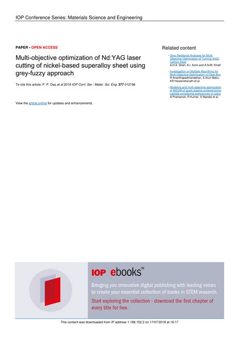 Pdf Multi Objective Optimization Of Nd Yag Laser Cutting Of Nickel Based Superalloy Sheet