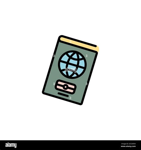 Passport Color Icon Thin Line Linear Outline Simple Sign Logo Foreign Passport Line Icon