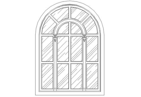 Drawing Of Decorative Round Arch Window AutoCAD File Cadbull