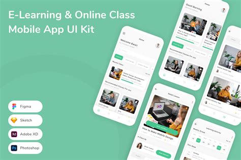 E Learning And Online Class App Ui Kit Website And App Templates ~ Creative Market